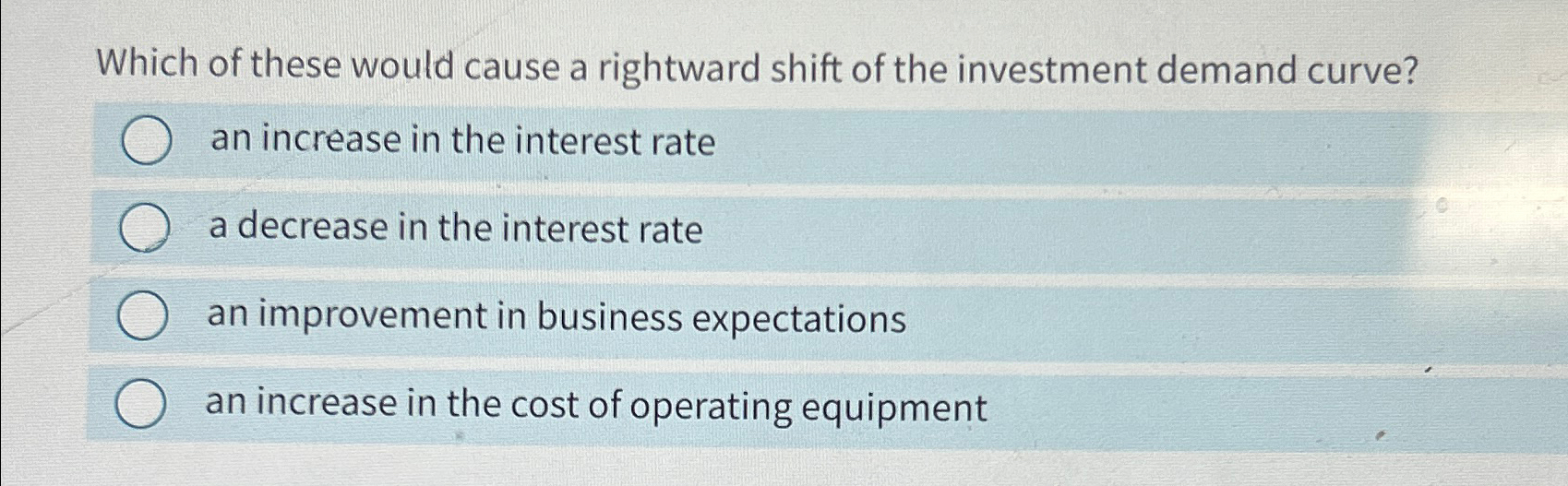 Solved Which of these would cause a rightward shift of the | Chegg.com