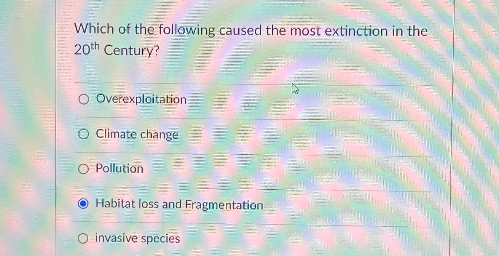 Solved Which of the following caused the most extinction in | Chegg.com