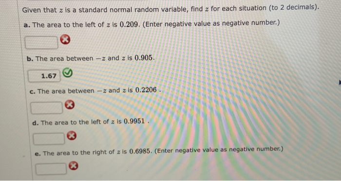 Solved Given that z is a standard normal random variable, | Chegg.com
