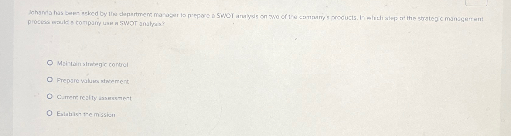 Solved Johanna has been asked by the department manager to | Chegg.com