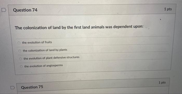 Solved The colonization of land by the first land animals | Chegg.com