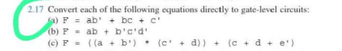 Solved Convert each of the following Boolean equations to a | Chegg.com