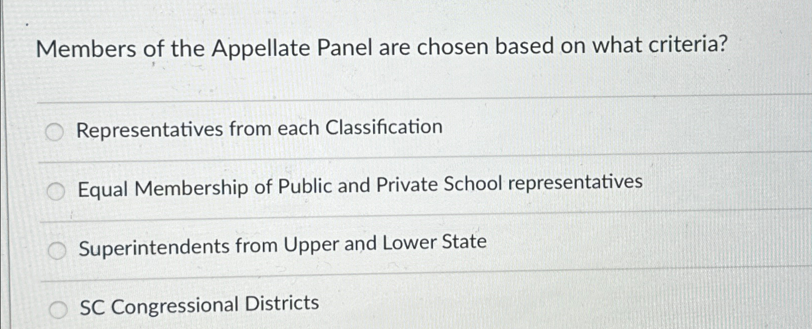 Solved Members of the Appellate Panel are chosen based on | Chegg.com