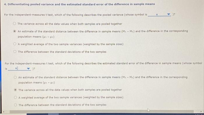 Solved 4. Differentiating pooled variance and the estimated | Chegg.com