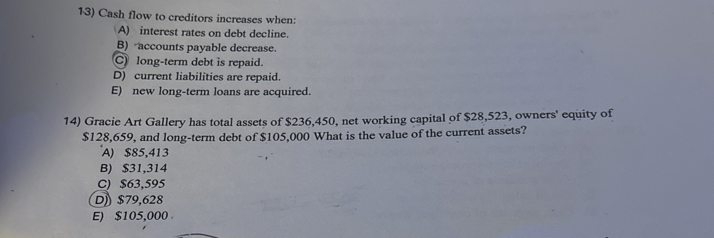 Solved Cash flow to creditors increases when:A) ﻿interest | Chegg.com