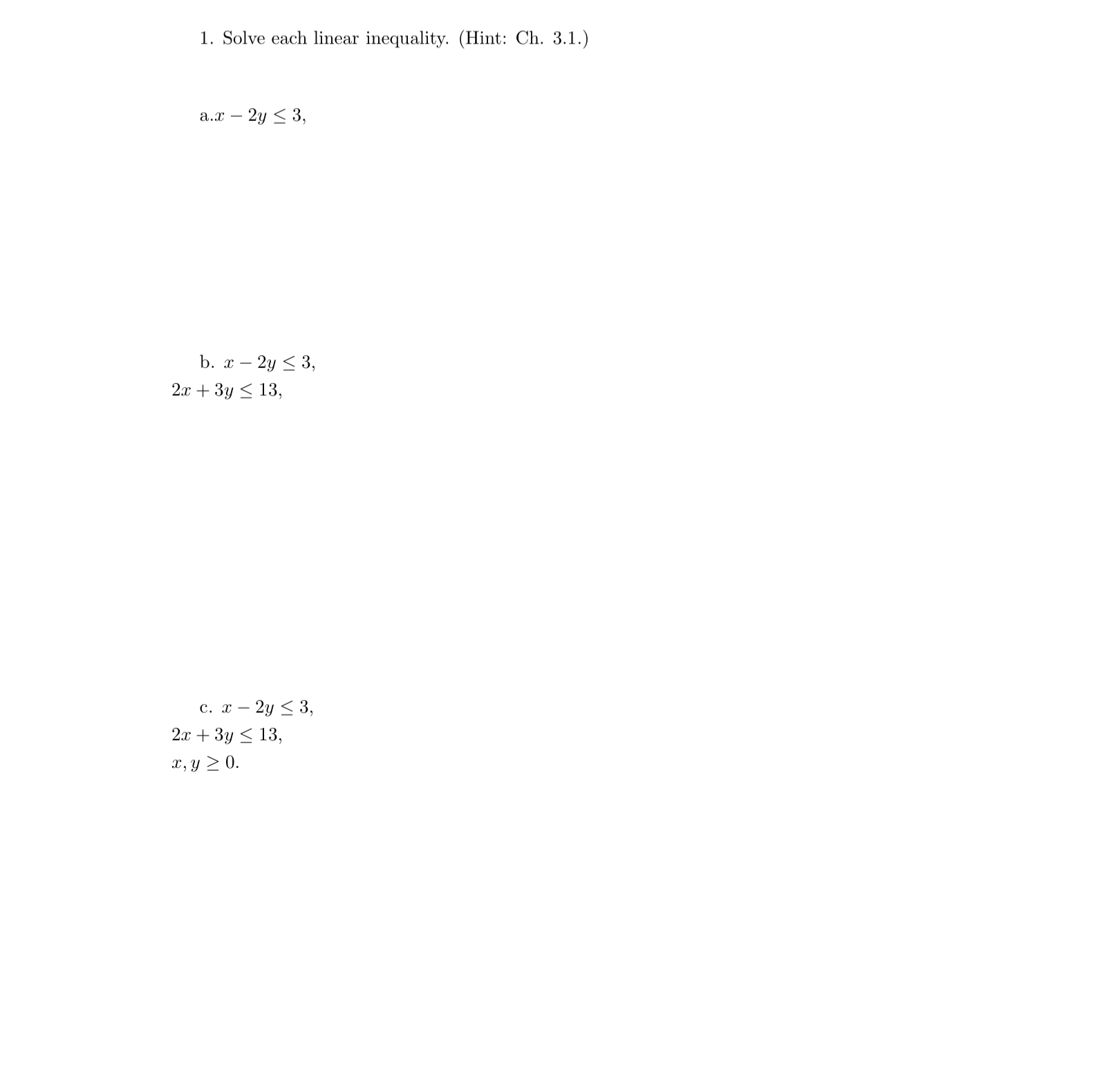 Solved Solve each linear inequality. (Hint: | Chegg.com