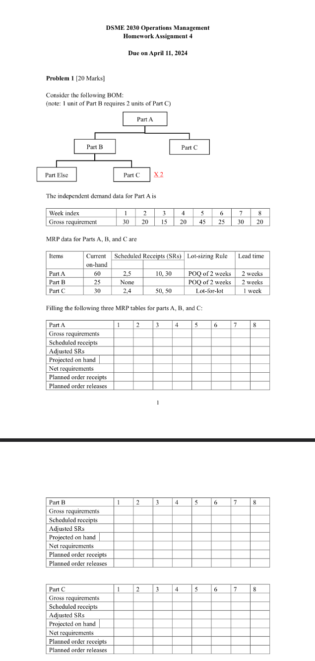 Solved Problem 1 [20 ﻿Marks]Consider the following | Chegg.com