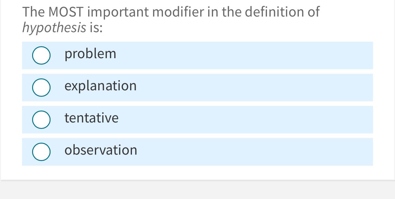 Solved The MOST important modifier in the definition of | Chegg.com