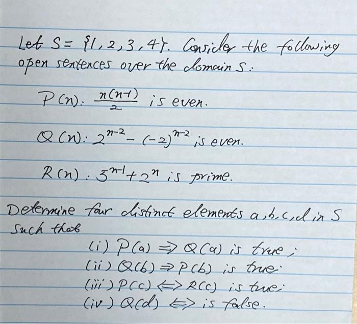 Solved Let S={1,2,3,4}. Consider the following open | Chegg.com
