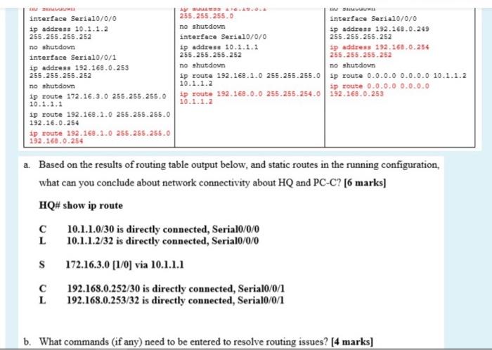 Solved interface Serial0/0/0 ip address 10.1.1.2 | Chegg.com