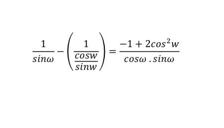 Solved 1 sinw 1 COSW sinw -1 + 2cos2w cosw.sino (secp + | Chegg.com