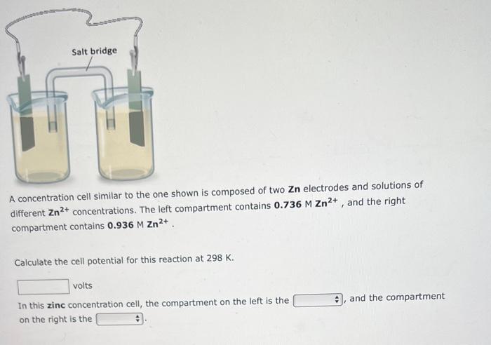 Solved A concentration cell similar to the one shown is | Chegg.com