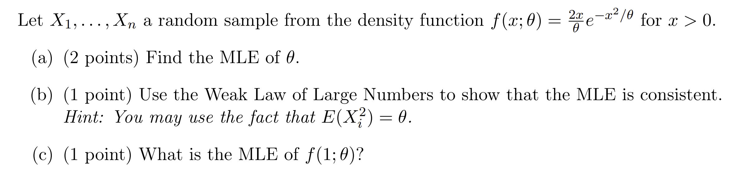 Solved Let x1,dots,xn ﻿a random sample from the density | Chegg.com
