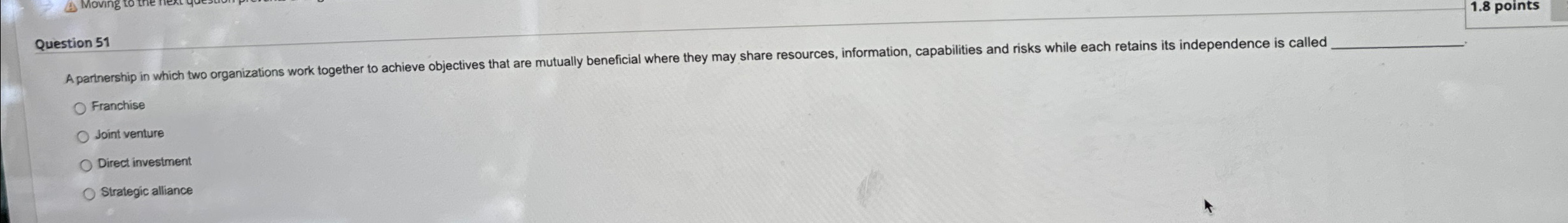 Solved Question 51A partnership in which two organizations | Chegg.com