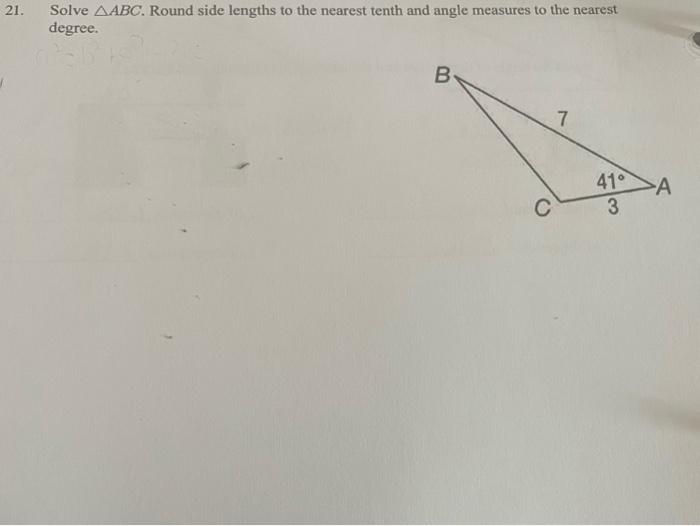 Solved Solve ABC. Round side lengths to the nearest tenth | Chegg.com