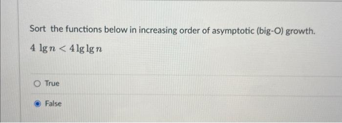 Solved Sort the functions below in increasing order of | Chegg.com