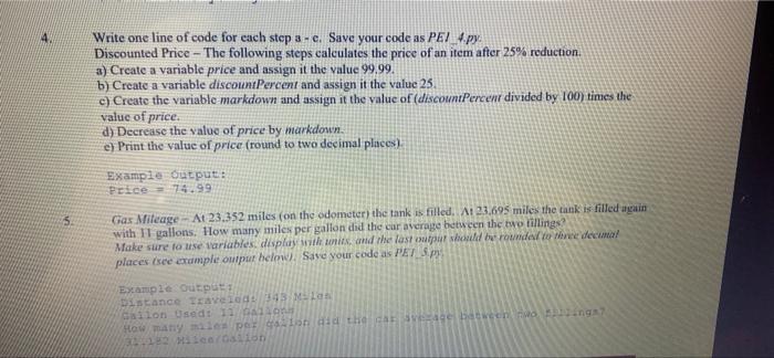 Solved Write one line of code for each step 3 - e. Save your | Chegg.com