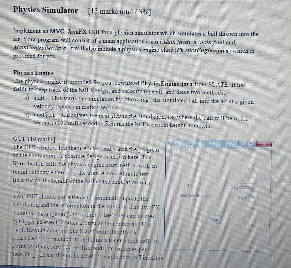 Solved Physics Simulator [15 marks total /3%] Implement an | Chegg.com