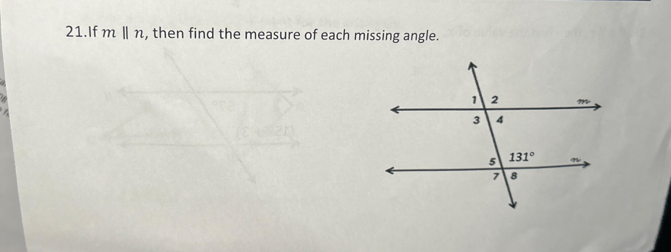 Solved If m||n, ﻿then find the measure of each missing | Chegg.com