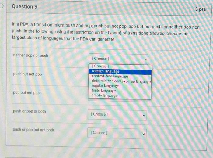 Solved In a PDA, a transition might push and pop; push but | Chegg.com