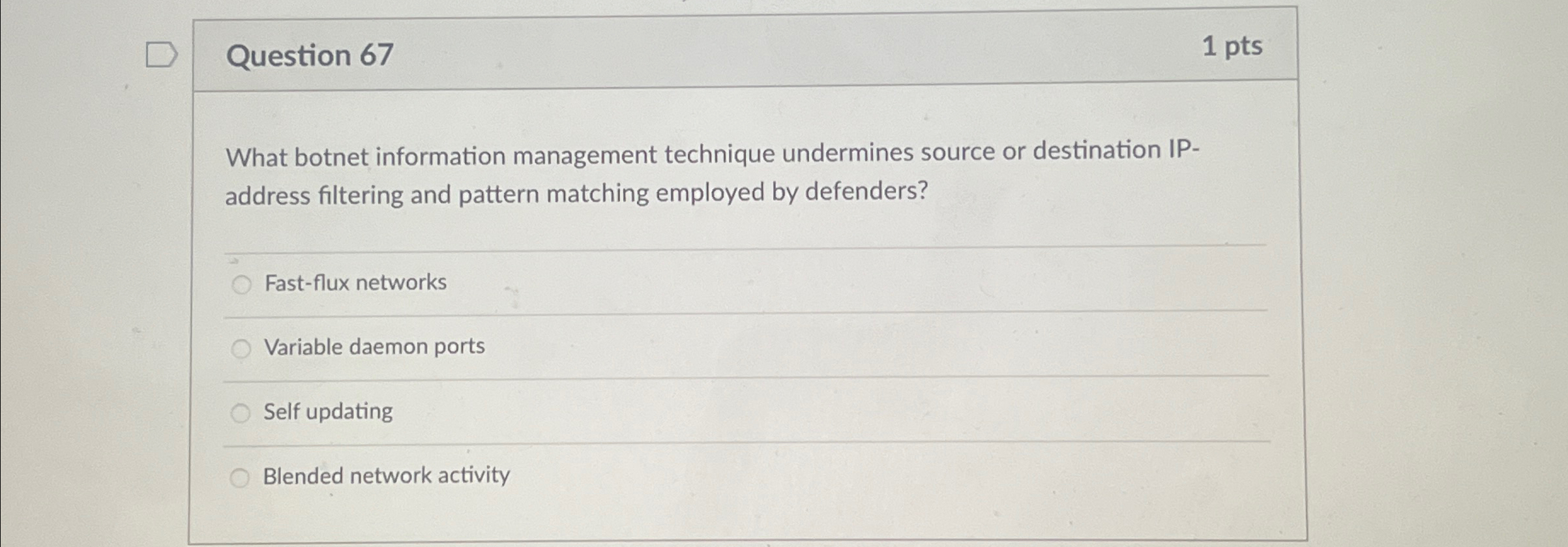 Solved Question 671 ﻿ptsWhat botnet information management | Chegg.com