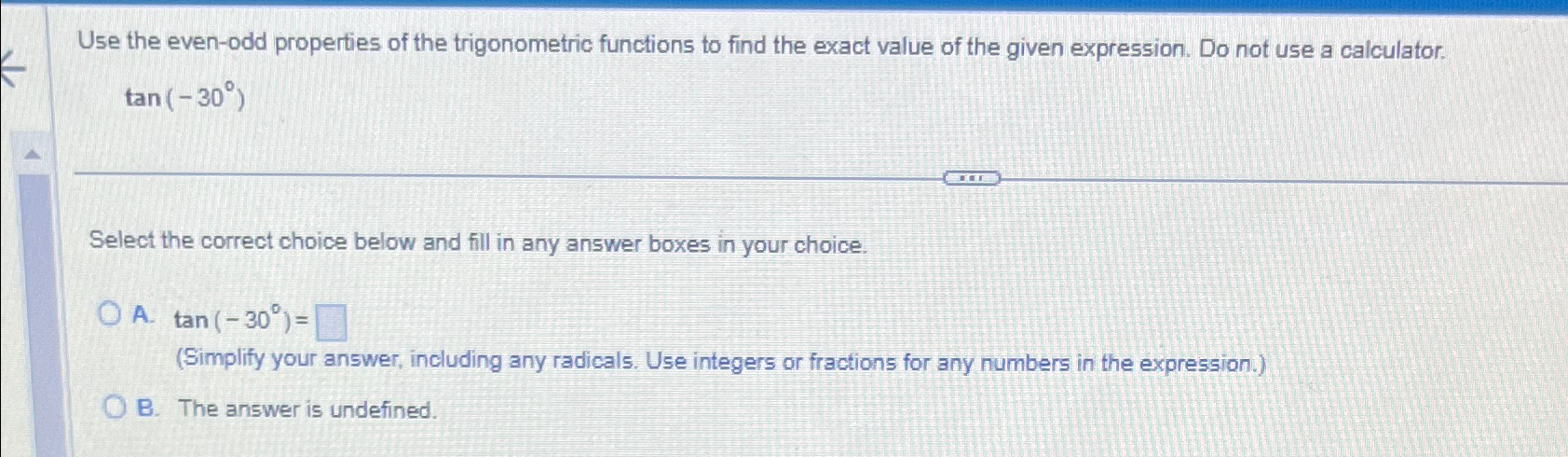 Solved Use the even-odd properties of the trigonometric | Chegg.com