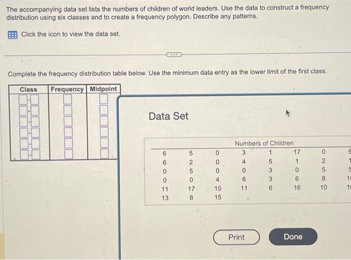 Solved The accompanying data set lists the numbers of | Chegg.com