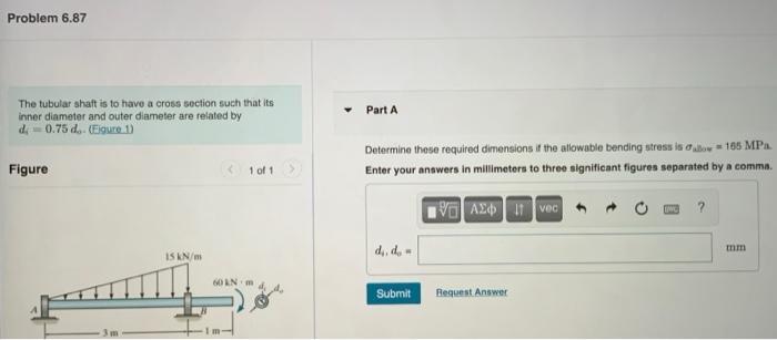 Solved The tubular shaft is to have a cross section such | Chegg.com