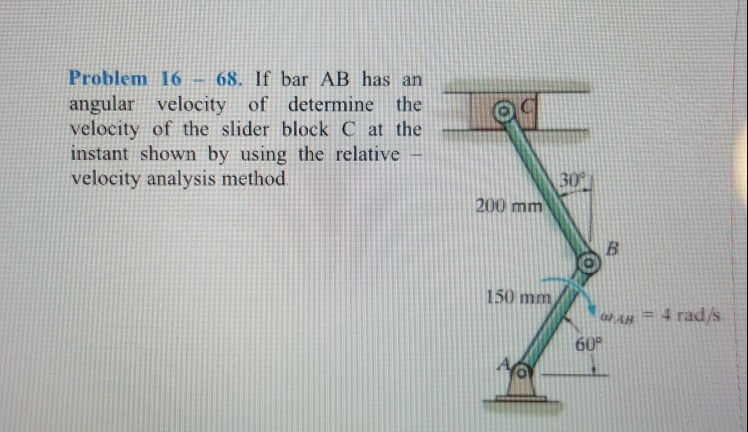 Solved Problem 16 68. If bar AB has an angular velocity of | Chegg.com