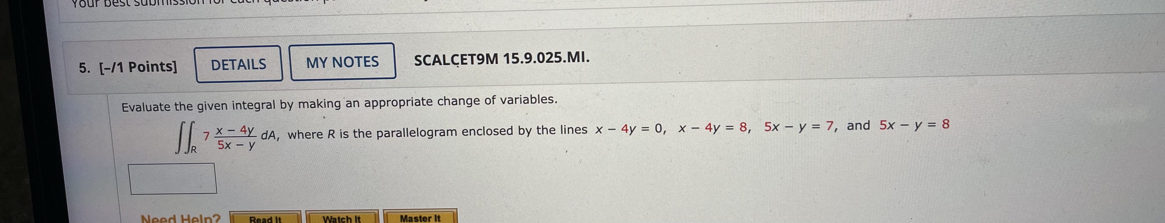 Solved [-/1 ﻿Points]SCALCET9M 15.9.025. ﻿MI.Evaluate the | Chegg.com