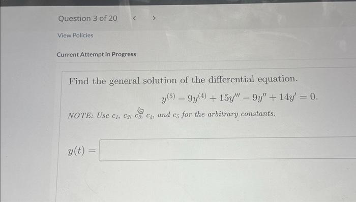 Solved Current Attempt In Progress Find The General Solution 
