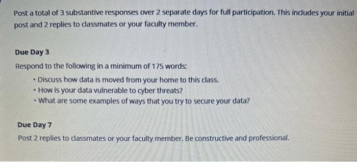 Solved Post a total of 3 substantive responses over 2 | Chegg.com