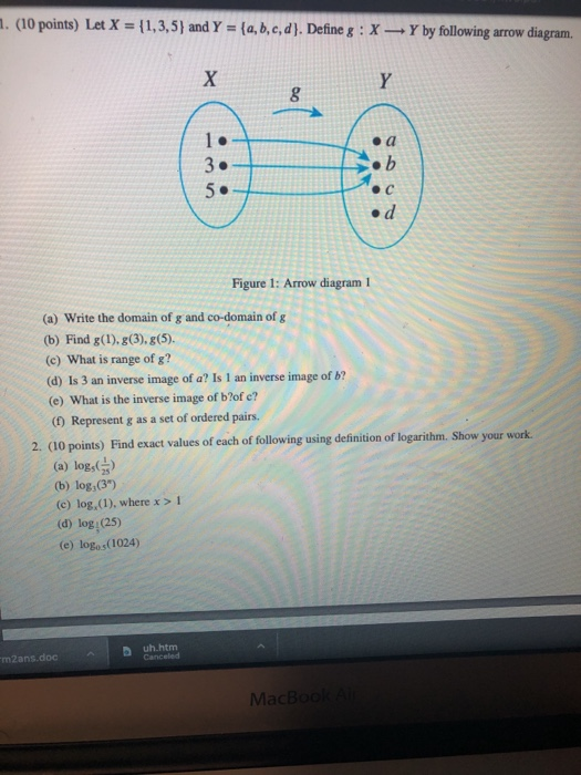 Solved 1. (10 points) Let X = {1,3,5) and Y = {a,b,c,d). | Chegg.com