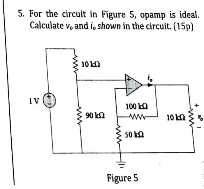 Solved 5. For the circuit in Figure 5 , opamp is ideal. | Chegg.com