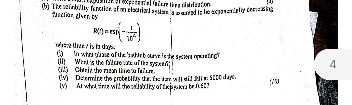 Solved of exponential failure time distribution. (b) The | Chegg.com