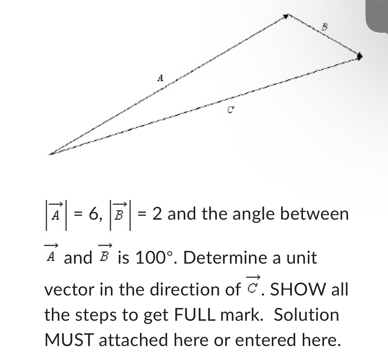 Solved |vec(A)|=6,|vec(B)|=2 ﻿and the angle between vec(A) | Chegg.com