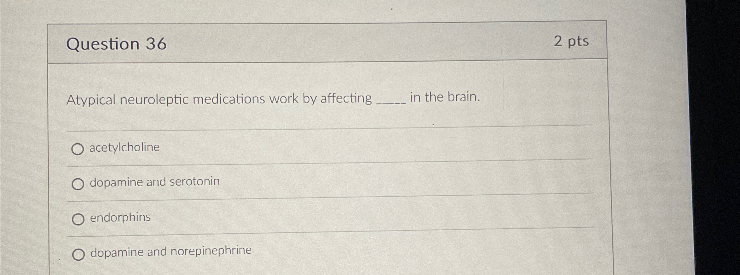 Solved Question 362 ﻿ptsAtypical neuroleptic medications | Chegg.com