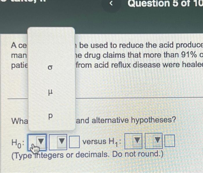 Solved first dropdown ( , =, ≠)second dropdown (greater | Chegg.com