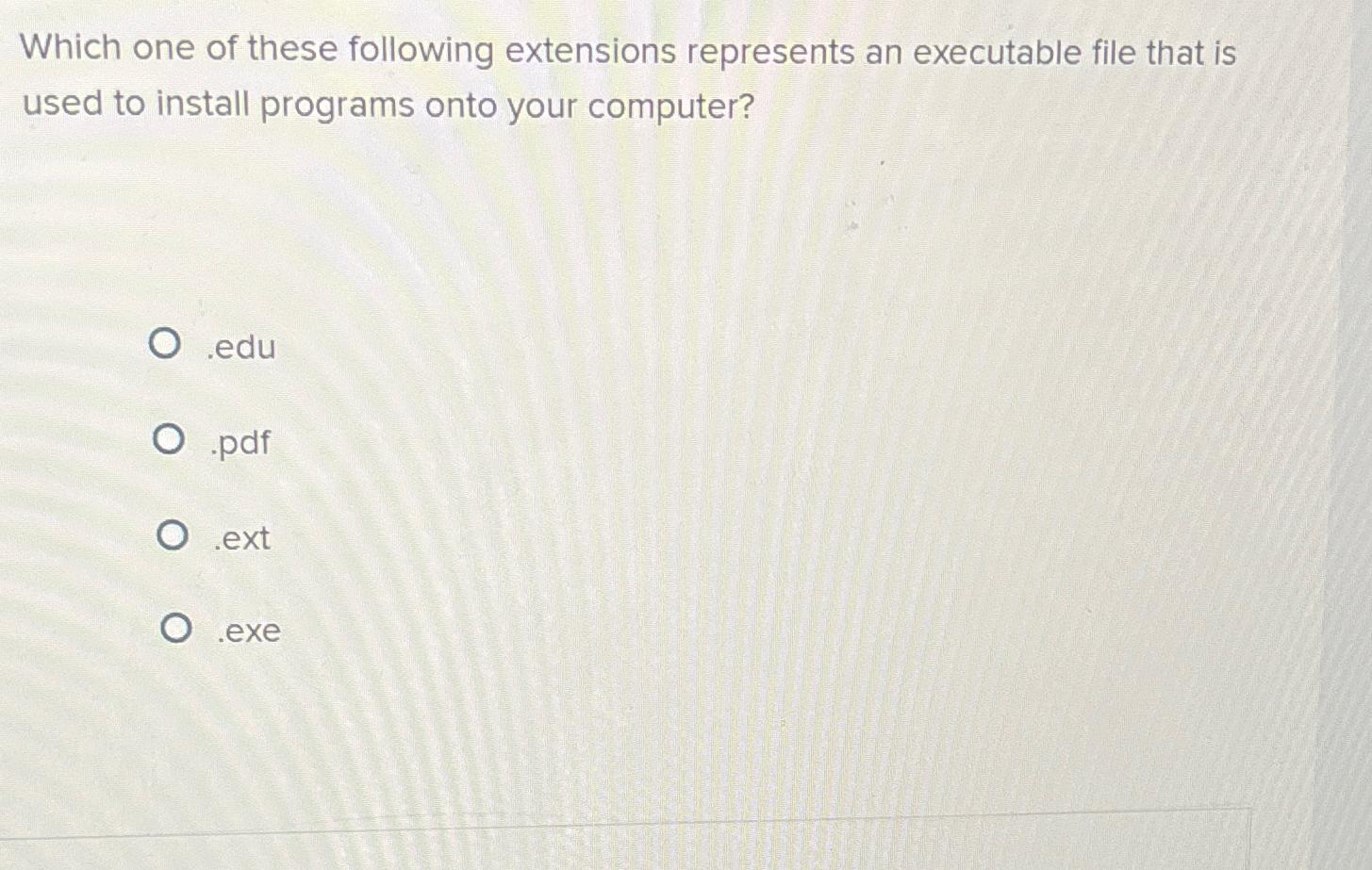 Solved Which one of these following extensions represents an | Chegg.com