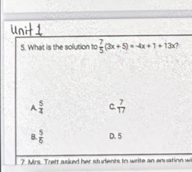 Solved Unit 1.5. ﻿What is the solution to | Chegg.com