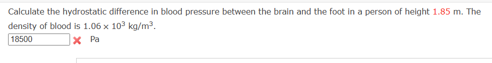 Solved Calculate the hydrostatic difference in blood | Chegg.com