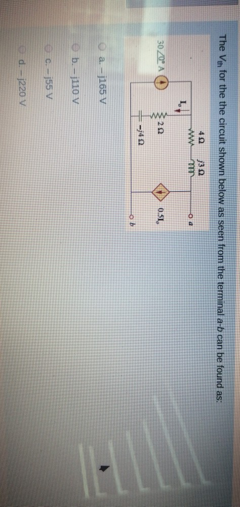 Solved The Vth for the the circuit shown below as seen from | Chegg.com