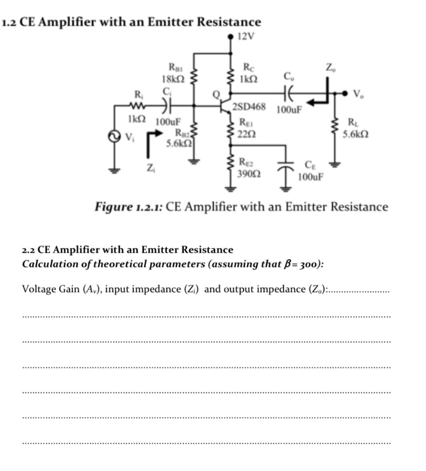 Solved calculate voltage gain Av , ﻿input impedance Zi, | Chegg.com