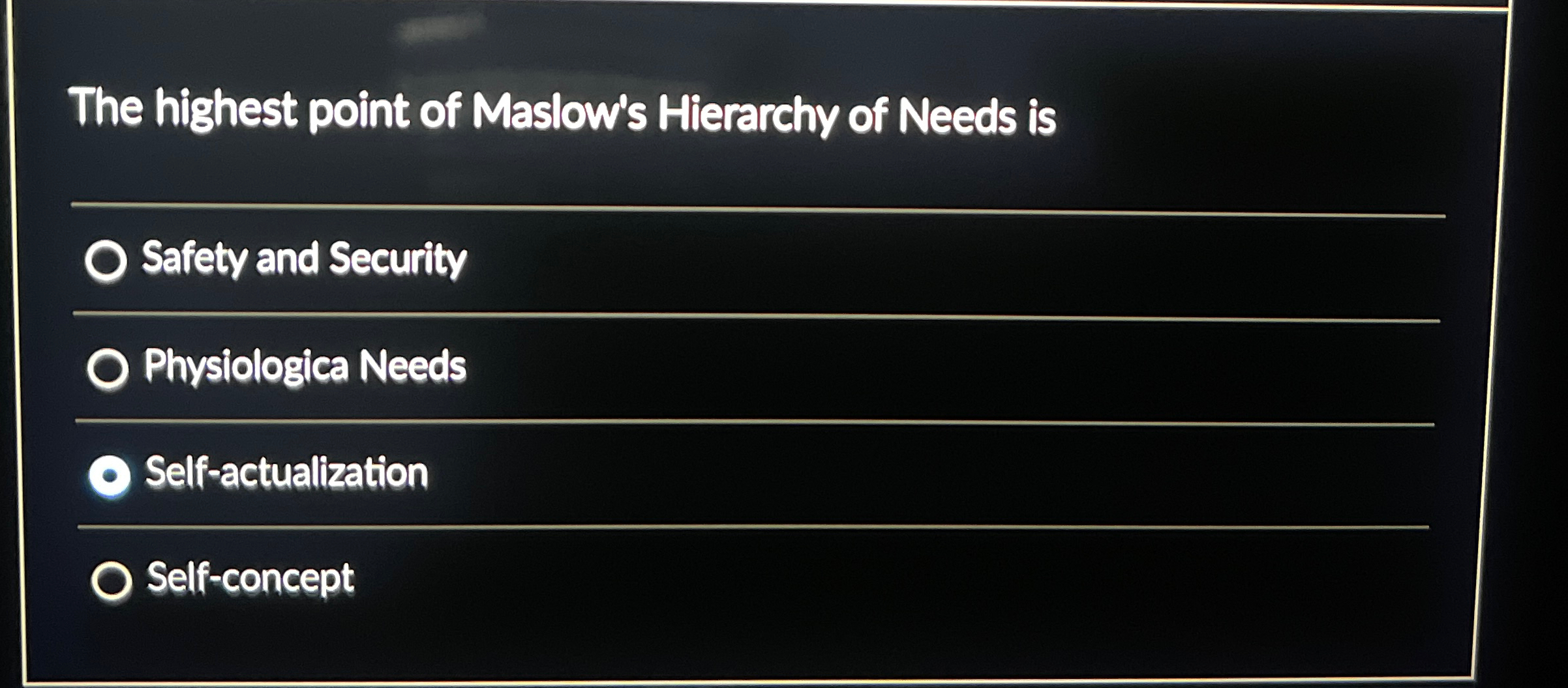 Solved The highest point of Maslow's Hierarchy of Needs | Chegg.com
