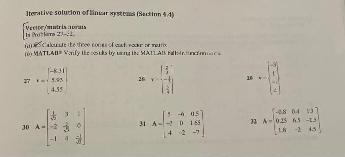 Solved Iterative solution of linear systems (Section 4.4) [ | Chegg.com