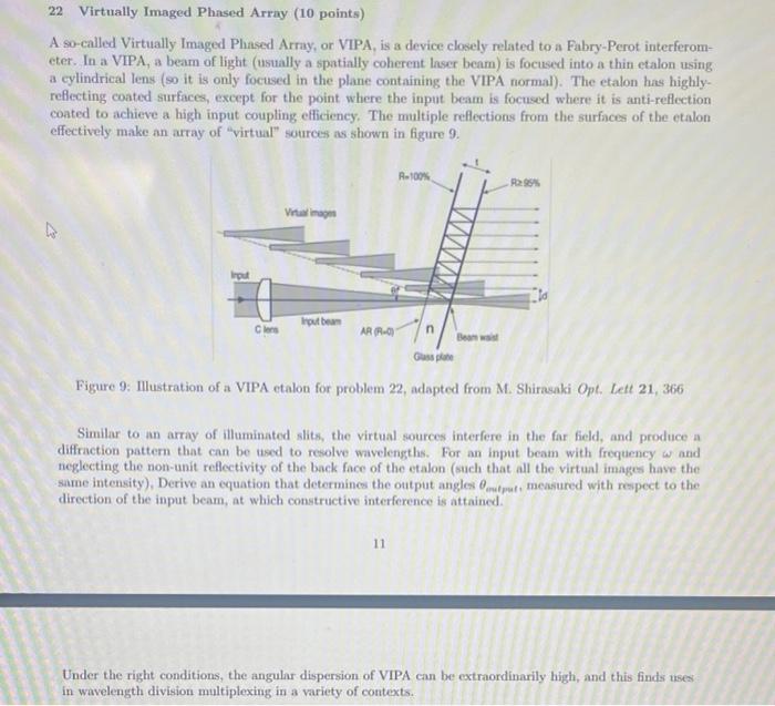 22 Virtually Imaged Phased Array (10 points) A | Chegg.com
