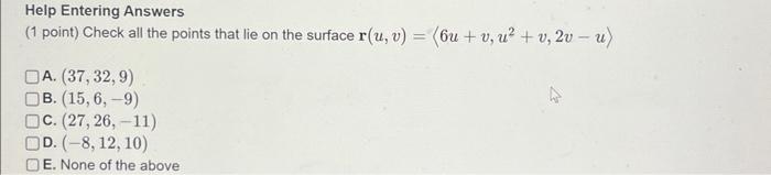 Solved Help Entering Answers (1 point) Check all the points | Chegg.com