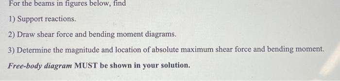 Solved For the beams in figures below, find 1) Support | Chegg.com