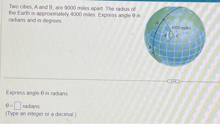 Solved Two cities, A and B, are 9000 miles apart. The radius | Chegg.com
