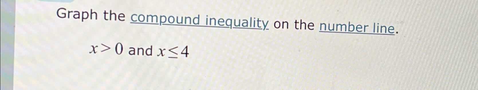 Solved Graph the compound inequality on the number line.x>0 | Chegg.com